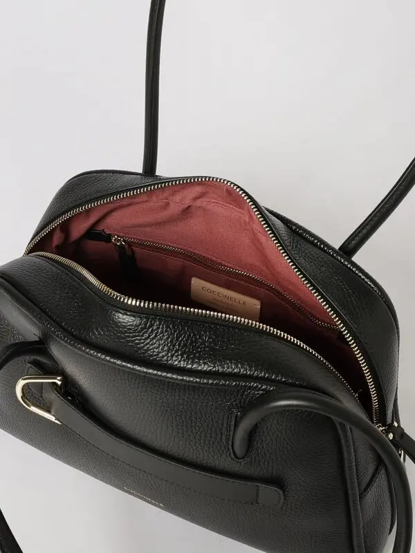 COCCINELLE Paki Grained Leather Shoulder Bag - Black