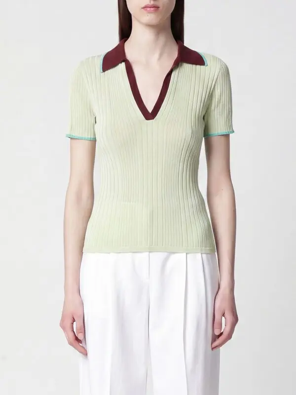 ROBERTO COLLINA Ribbed Knit Polo Shirt - Green