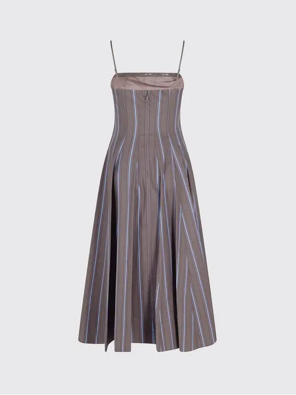 Staud Striped Midi Dress - Brown