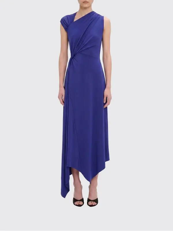Victoria Beckham Asymmetrical Draped Midi Dress