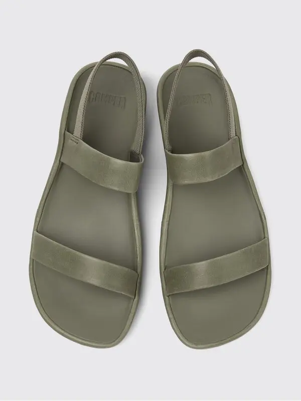 Camper Right Isla Leather Heeled Sandals - Green
