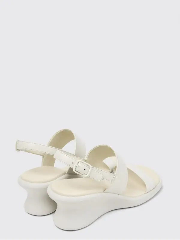 Camper Louise Leather Wedge Sandals - White
