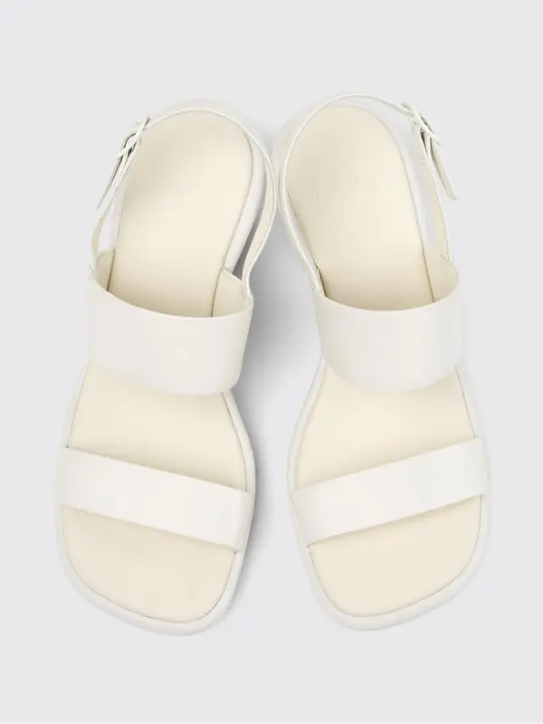 Camper Louise Leather Wedge Sandals - White