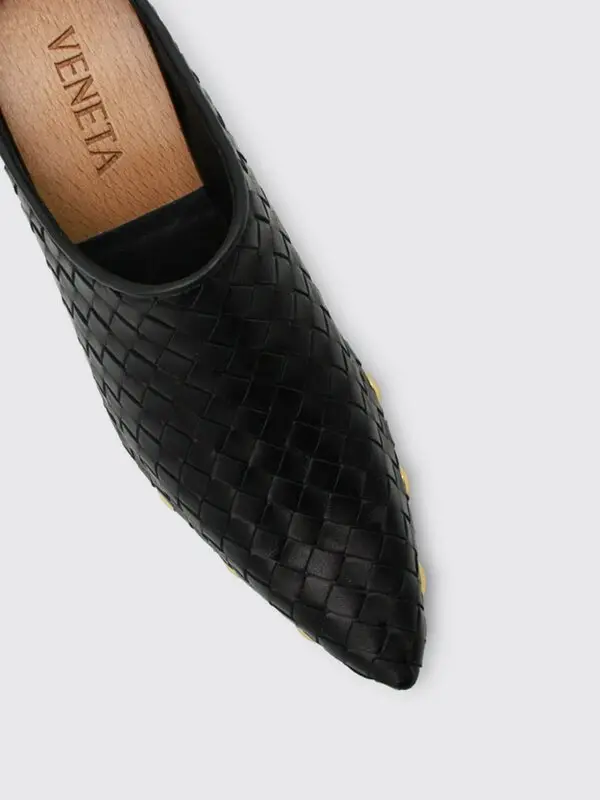 Bottega Veneta Gondola Woven Leather Mules With Studs - Black