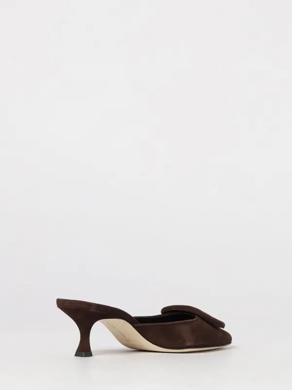 Manolo Blahnik Heeled Mules With Buckle Detail - Dark