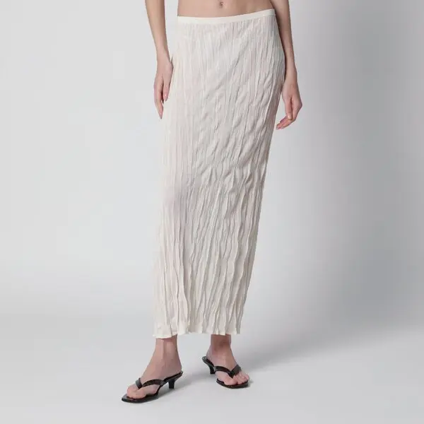 TOTEME Crinkled Knit Maxi Skirt - Orange