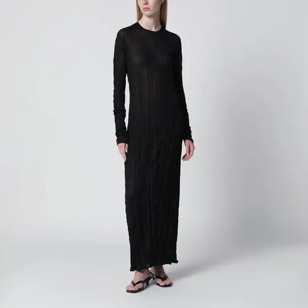 TOTEME Crinkled Knit Maxi Dress - Black