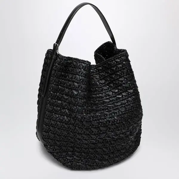 TOTEME Raffia Tote Bag With Leather Handle
