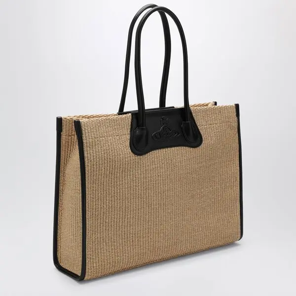 VIVIENNE WESTWOOD Troy Raffia-effect Tote Bag - Beige