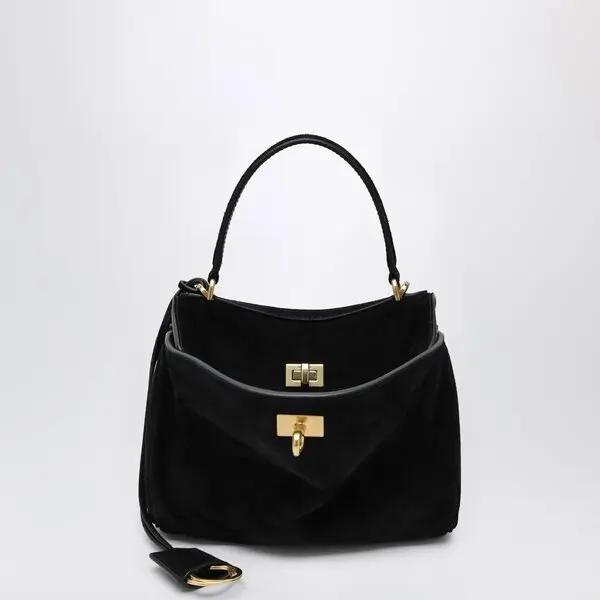 Balenciaga Rodeo Mini Handbag In Calf Suede - Black