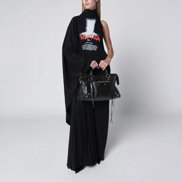 Balenciaga Le City Medium Arena Lambskin Leather Bag - Black