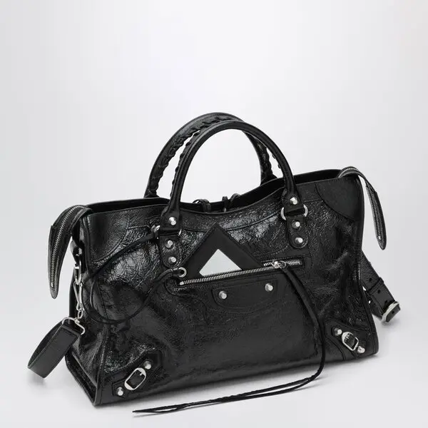 Balenciaga Le City Medium Arena Lambskin Leather Bag - Black
