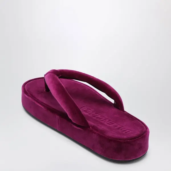 Balenciaga Jet Lag Stretch Velvet Flip-flops - Purple