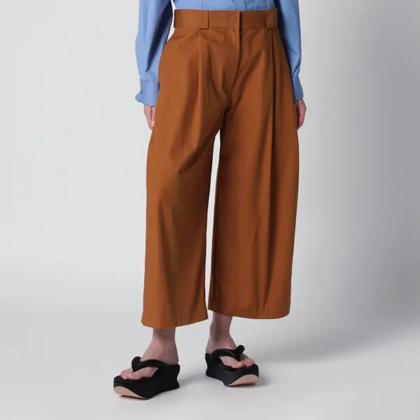 Balenciaga Cotton Ankle Trousers - Brown