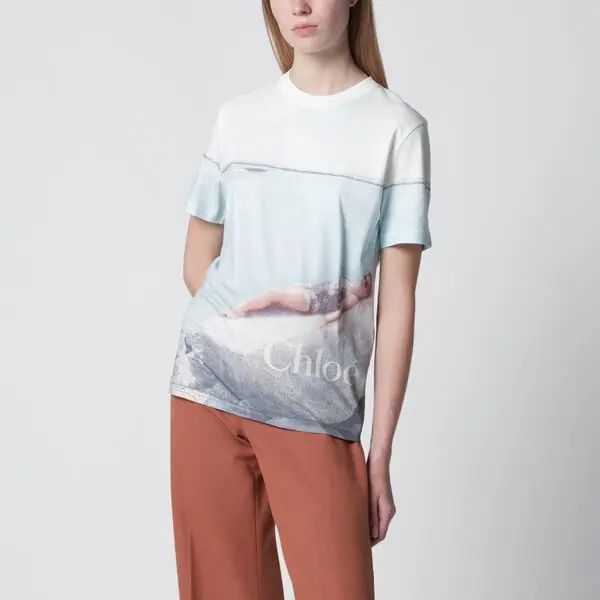 Chloé Logo T-shirt In Cotton Jersey - Multicolor