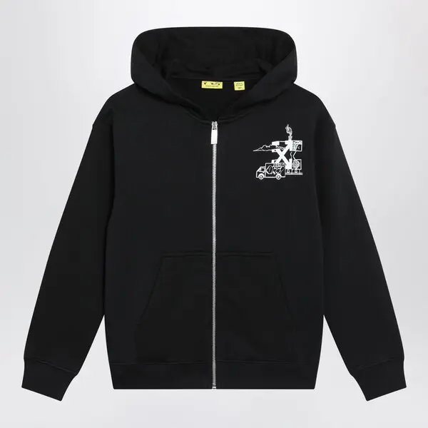 OFF-WHITE™ Cotton Zip Hoodie With Logo Prints