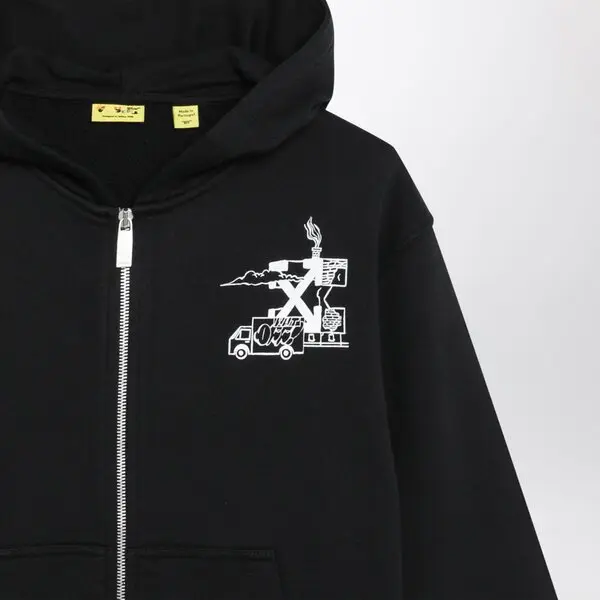OFF-WHITE™ Cotton Zip Hoodie With Logo Prints