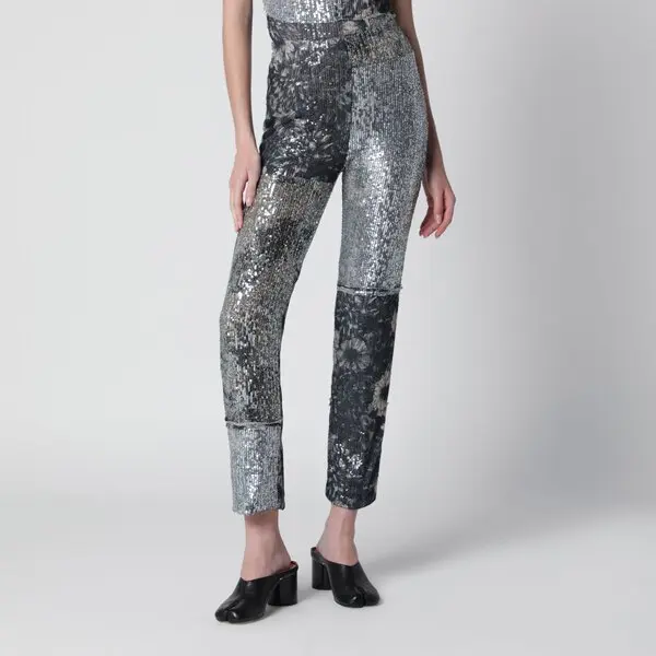 MAISON MARGIELA Floral Sequin Patchwork Trousers - Multicolor