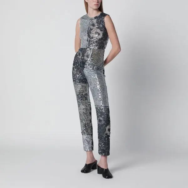 MAISON MARGIELA Floral Sequin Patchwork Trousers - Multicolor