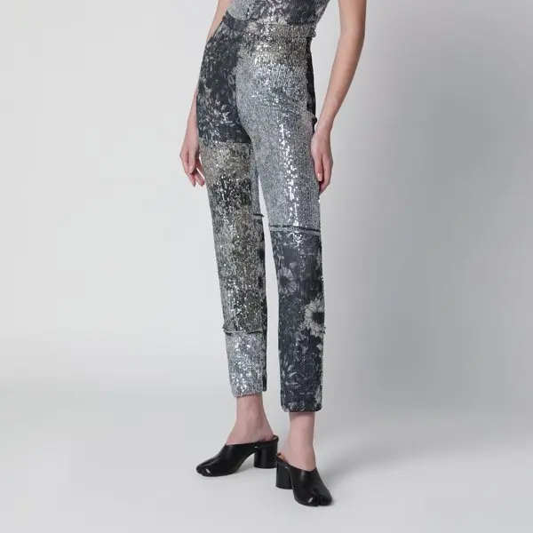 MAISON MARGIELA Floral Sequin Patchwork Trousers - Multicolor