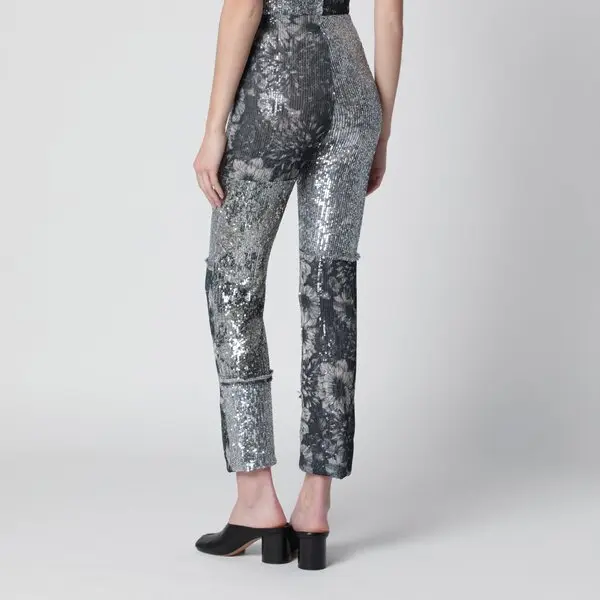 MAISON MARGIELA Floral Sequin Patchwork Trousers - Multicolor