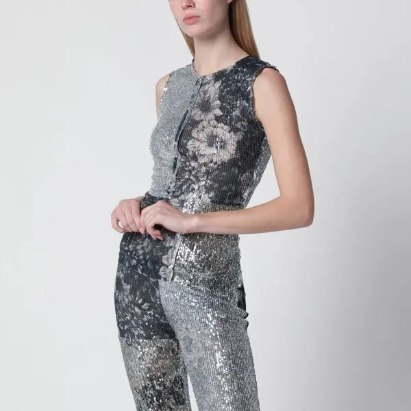 MAISON MARGIELA Floral Sequin Sleeveless Top