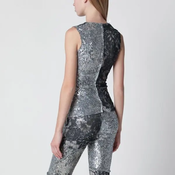 MAISON MARGIELA Floral Sequin Sleeveless Top