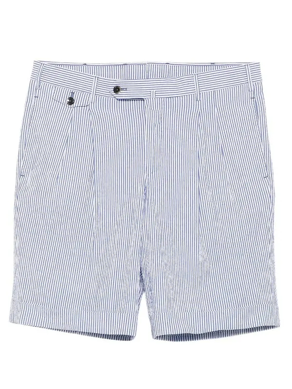PT TORINO Striped Seersucker Cotton Shorts
