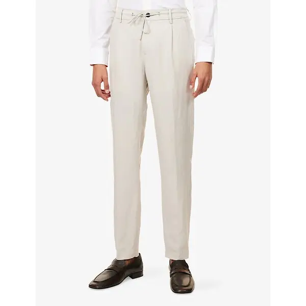 Eleventy Slim-leg Linen-blend Jogger Trousers - Sand