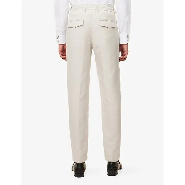 Eleventy Slim-leg Linen-blend Jogger Trousers - Sand