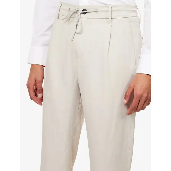 Eleventy Slim-leg Linen-blend Jogger Trousers - Sand