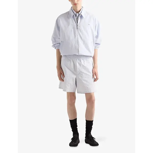 Prada Mid-rise Chambray Cotton Bermuda Shorts