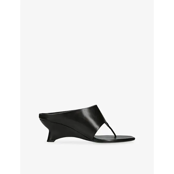 Khaite Marlow 55 Leather Heeled Mules - Black