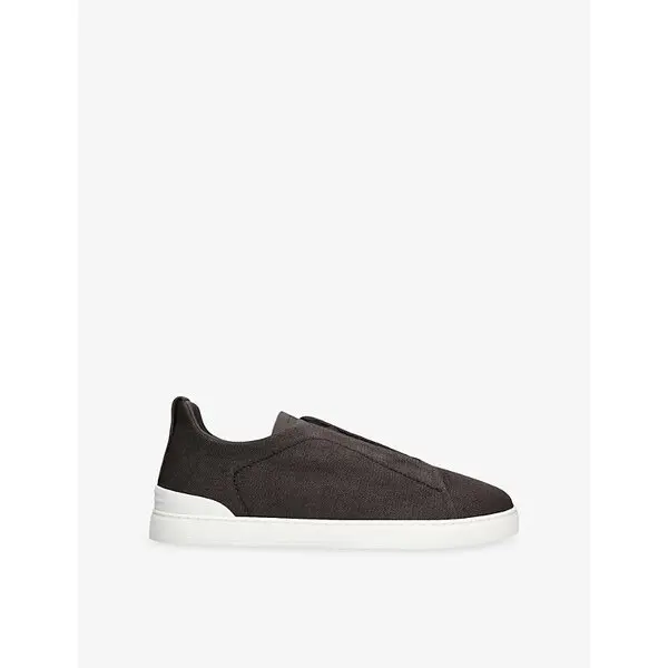 Zegna X3 Triple Stitch Woven Trainers - Dark Brown
