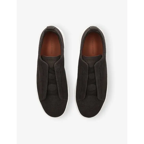 Zegna X3 Triple Stitch Woven Trainers - Dark Brown