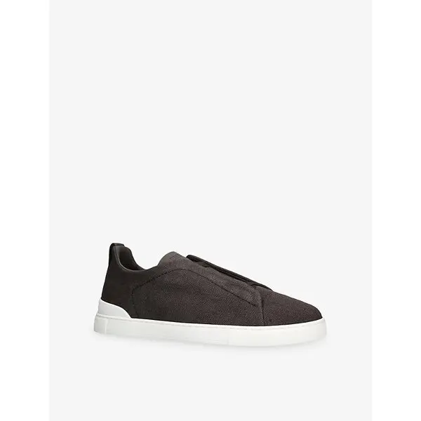 Zegna X3 Triple Stitch Woven Trainers - Dark Brown