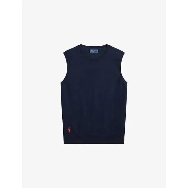 Polo Ralph Lauren Logo-embroidered Sleeveless Cotton-blend Jumper