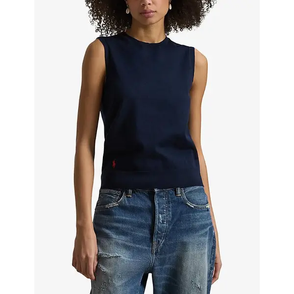 Polo Ralph Lauren Logo-embroidered Sleeveless Cotton-blend Jumper