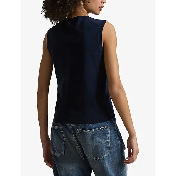 Polo Ralph Lauren Logo-embroidered Sleeveless Cotton-blend Jumper