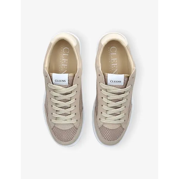 CLEENS Luxor Suede And Mesh Trainers - Beige