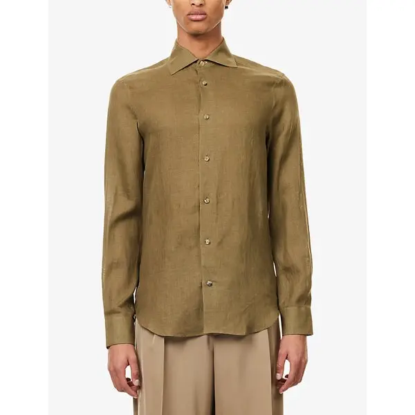 Paul Smith Collared Long-sleeve Linen Shirt