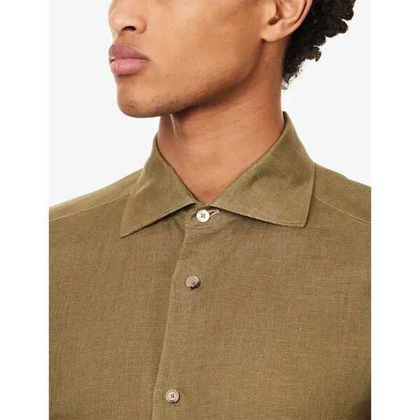 Paul Smith Collared Long-sleeve Linen Shirt