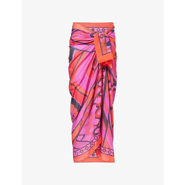 Emilio Pucci Long Pareo Collane-print Cotton Sarong - Fuchsia Black