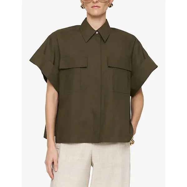 JOSEPH Flap-pocket Cotton-poplin Shirt - Palm Leaf