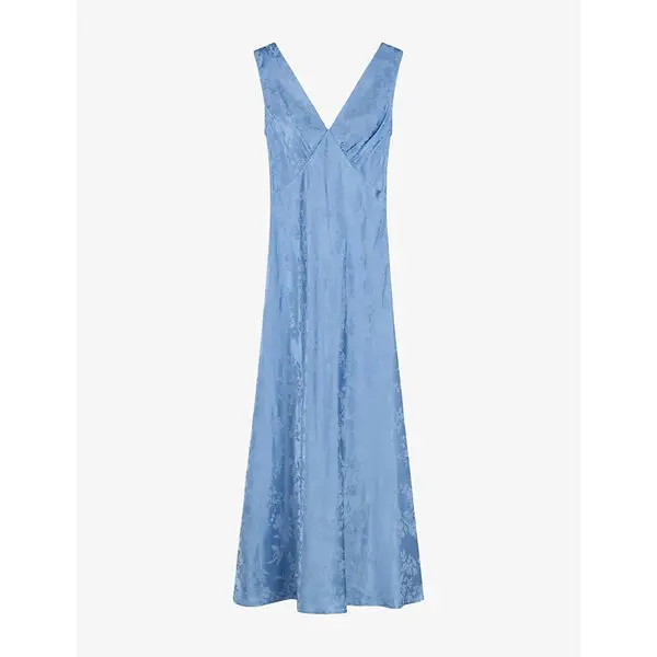 OMNES Iris Floral-jacquard Woven Maxi Dress - Powder Blue