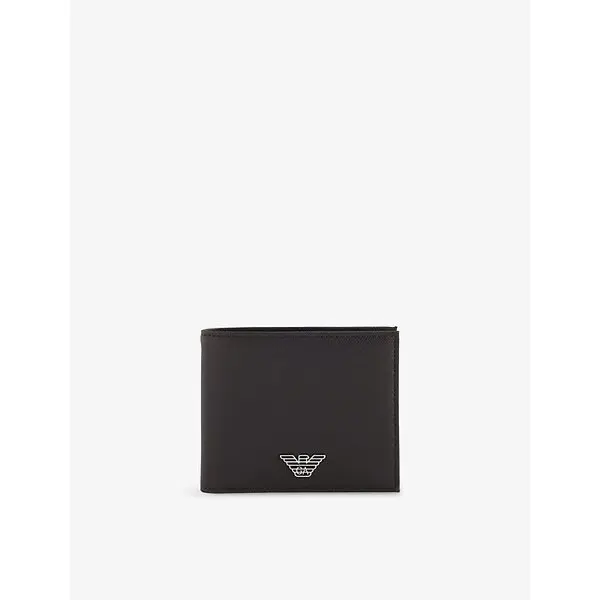 Emporio Armani Logo-plaque Billfold Faux-leather Wallet - Ebony