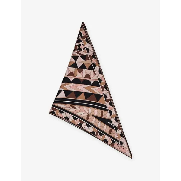 Emilio Pucci Manuba Print Silk Triangle Scarf - Nude