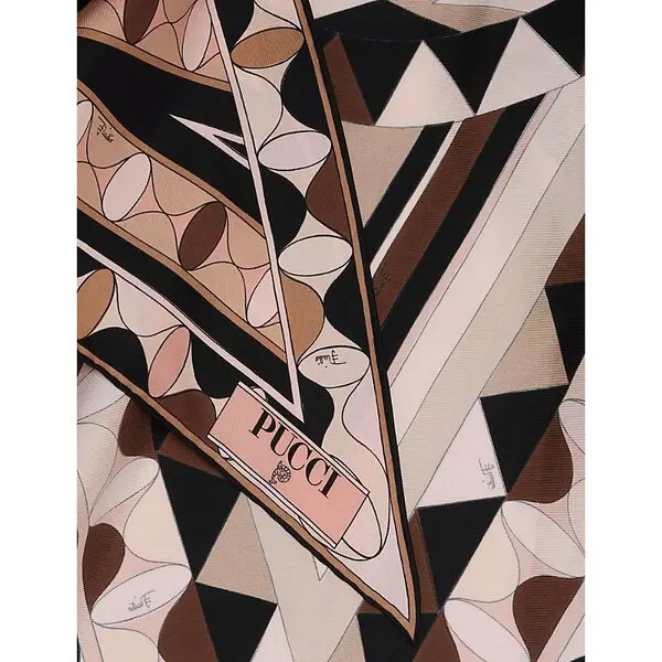 Emilio Pucci Manuba Print Silk Triangle Scarf - Nude