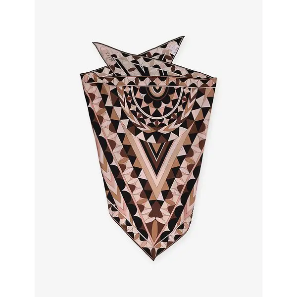 Emilio Pucci Manuba Print Silk Triangle Scarf - Nude