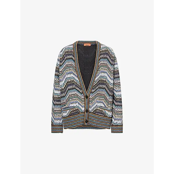 Missoni Sequin-embellished Chevron Knitted Cardigan